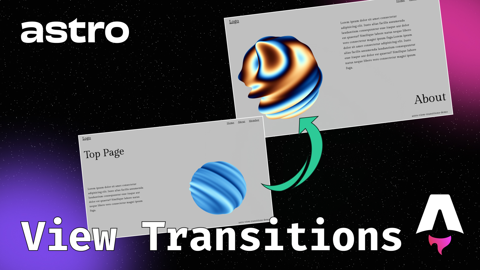 AstroのView Transitionsを試してみる(Three.jsを使った例もあるよ) | нуль