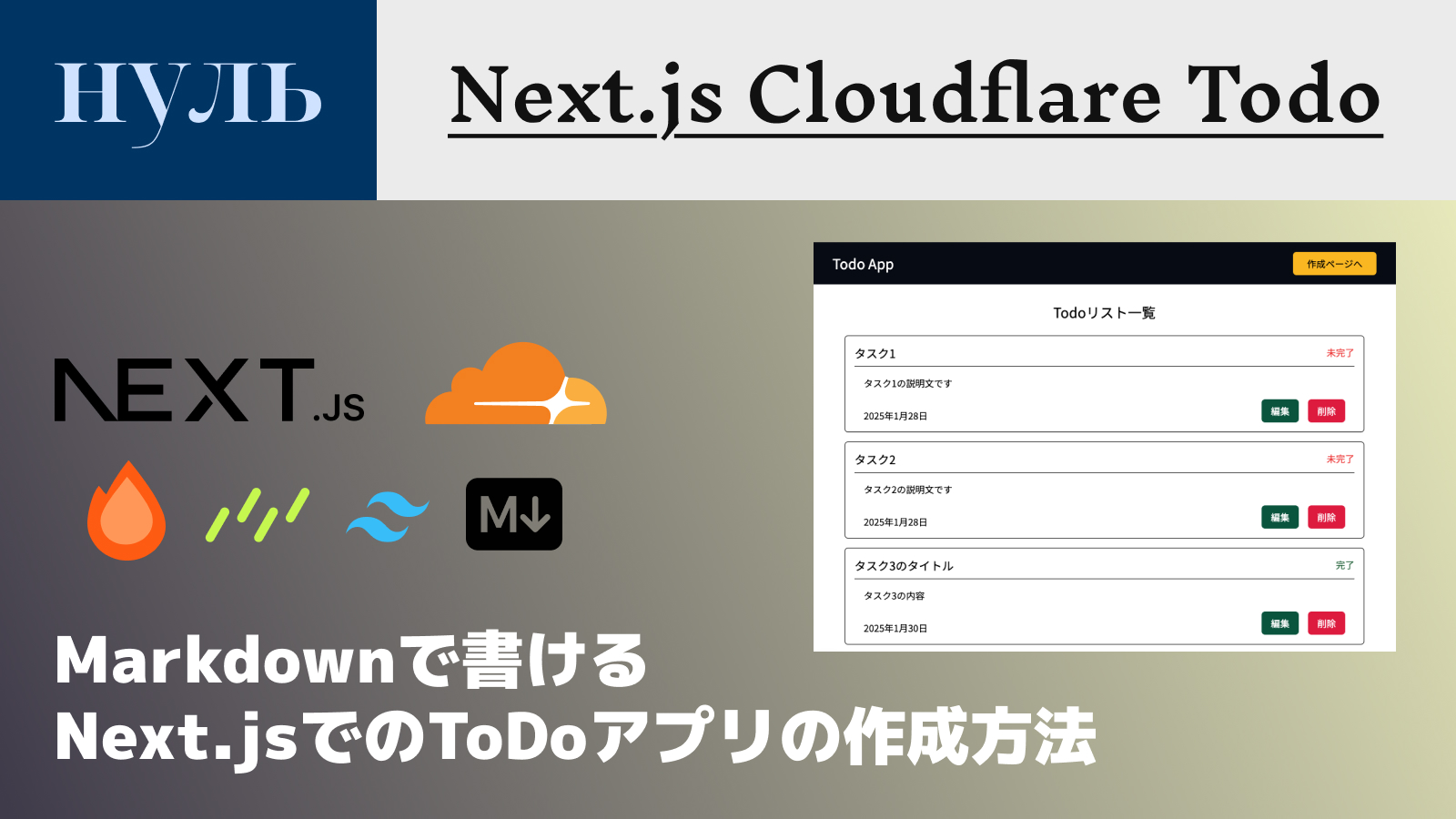 Next.js + Hono + Cloudflare D1でToDoアプリを作る | нуль